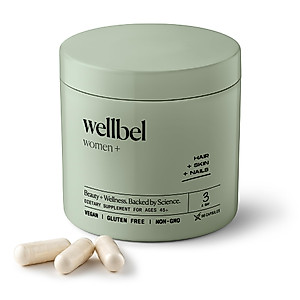 WELLBEL Women + Clean Supplement for Hair, Skin, and Nails, Vegan, Gluten Free, Non GMO 90 Count