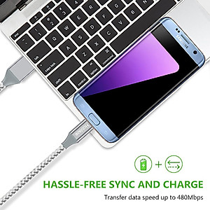 Hoblaze Micro USB Cable 10FT, Android Charger Cord 3Pack Long Nylon Braided Sync and High Speed Charging Cord Compatible with Samsung Galaxy S7 Edge S6, Android & Windows Smartphones and More
