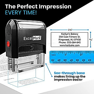 ExcelMark Large Return Address Stamp - Up to 5 Lines - Custom Self Inking Rubber Stamp - Customize Online with Many Font Choices - Large Size
