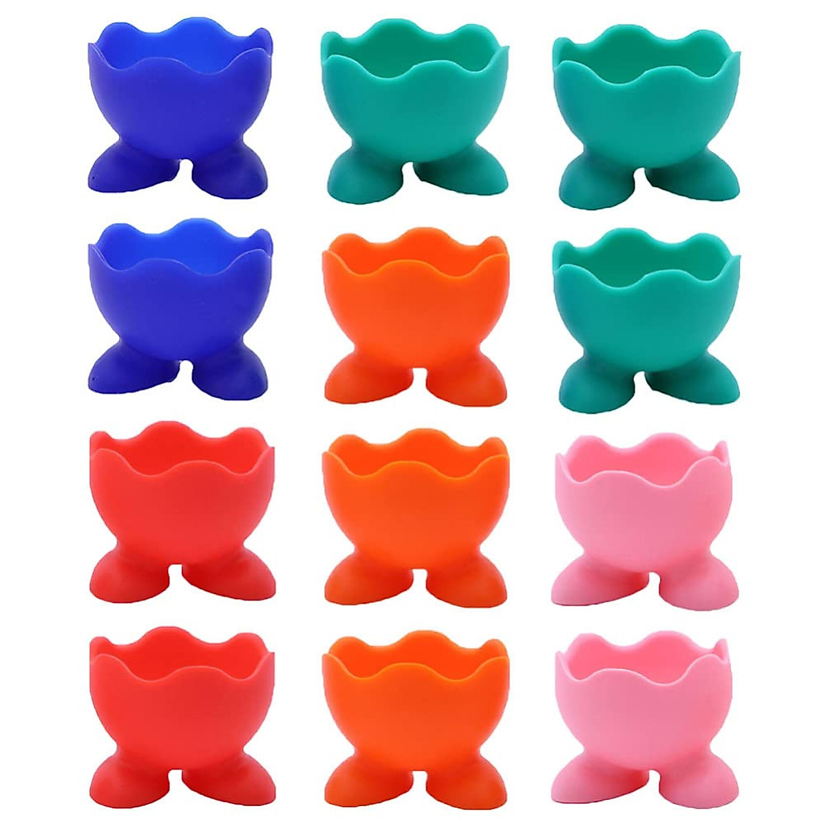 Luxshiny 12pcs Egg Boiler Egg Cup with Egg Poaching Cup Stovetop Egg Cup Poached Egg Cooker Egg Storage Cups Oven Egg Cooker Boiled Egg Serving Cups Egg Shape Display Stand