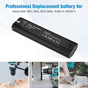 Powerextra Upgraded 9.6v 3600mAh Replacement Battery Compatible with Makita 9000 9033 193890-9 192696-2 632007-4 2pack