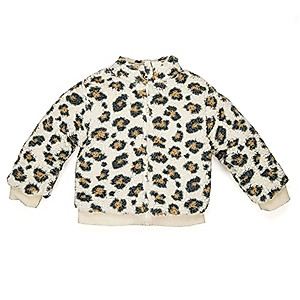 Minicoco Toddler Girl Fleece Warm Outwear Jacket Coat Baby Girl Boy Zipper Up Fall Winter Coat, Leopard Print