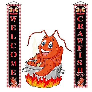 Crawfish Boil Party Decorations and Supplies Crawfish Boil Welcome Sign Banner Crawfish Boil Birthday Party Baby Shower Decoration Outdoor Front Porch