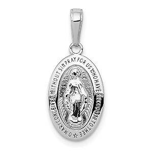 14k White Gold Miraculous Medal Pendant Fine Jewelry For Women Gifts For Her
