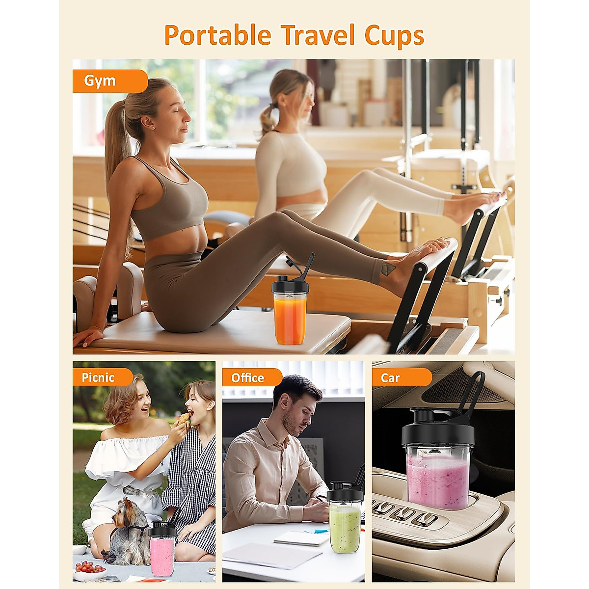 Smoothie Blender, 1000 W Upgraded Compact Personal Blender for Shakes and Smoothies, Juice, Frozen Drinks, Sauces & More, Smoothies Maker with 2 * 26 Oz To-Go Cups, 2*Spout-Lids