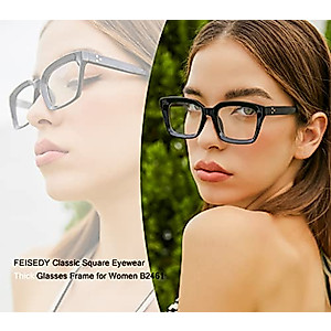 FEISEDY Classic Square Eyewear Non-prescription Thick Glasses Frame for Women B2461