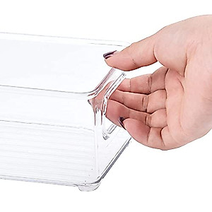 Refrigerator Organizer Food Storage Bins Refrigerator Storage box with Handles Clear Plastic BPA Free Food Storage Rack Set