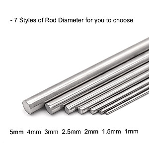 VictorsHome 1mm x 200mm 304 Stainless Steel Round Rod, Metal Solid Shaft Rods Lathe Bar Stock for DIY Crafts Model Car Helicopter Airplane 10pcs