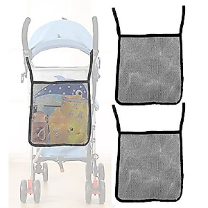 Dogxiong 2 Pack Portable Stroller Hanging Bag, Baby Stroller Organizer Bag, Multifunctional Large Capacity Storage Container Bag for Diaper Bottle Toy, Stroller Hanging Storage Net Bag