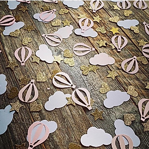 100PCS Wedding Table Confetti, Bridal Shower Decorations Bride to Be Confetti Glittering Hot Air Balloon Confetti,Engagement Party Table Scatter