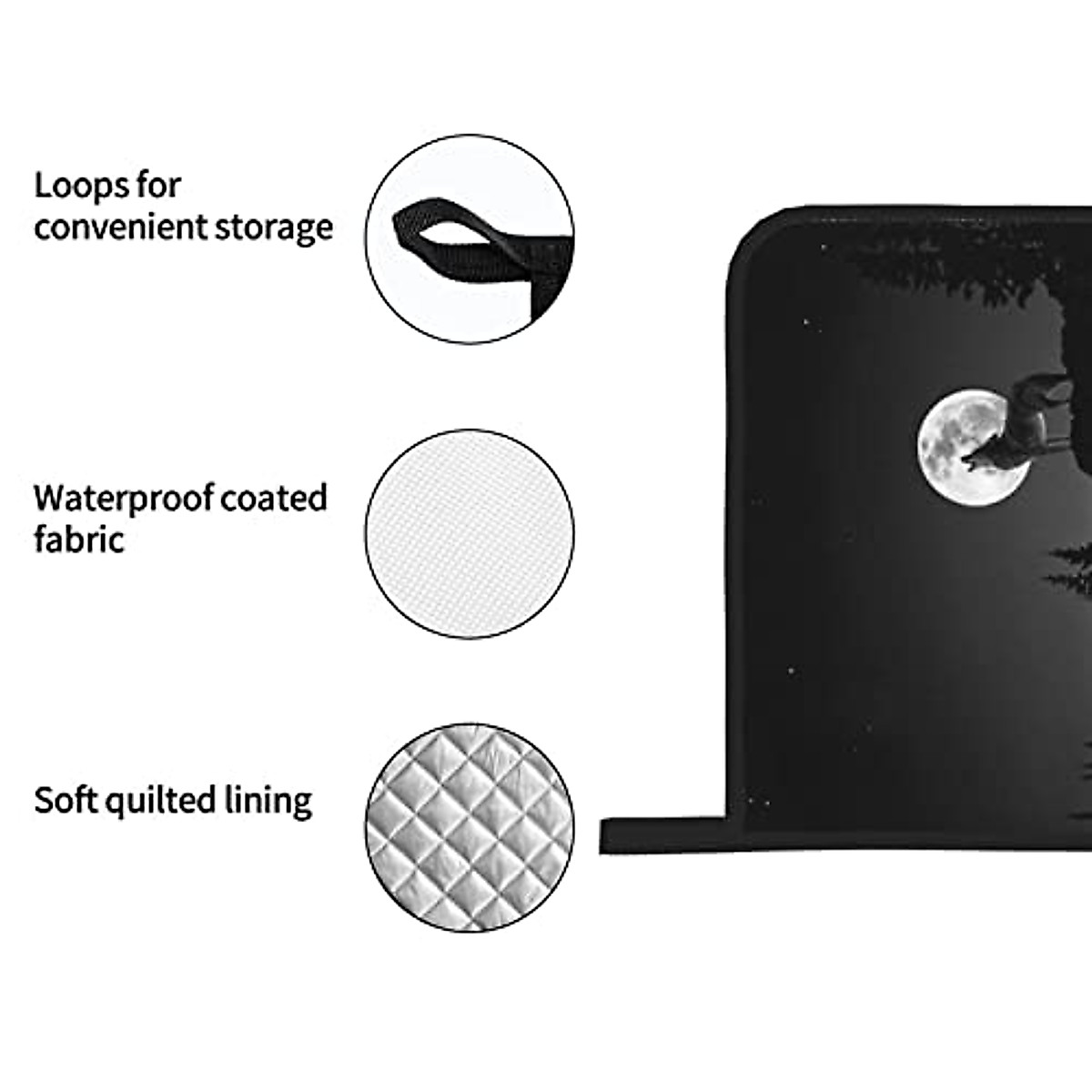 Wolf Night Moon Oven Mitts and Pot Holders Sets,Multi-Function Kitchen Pot Holders with Pocket (4 Pcs)