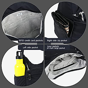 Alissie Crossbody Bags Anti Theft with RFID Pockets Lightweight Water-Resistant Multiple Compartments Purse (Black)