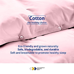 California Design Den King Size Duvet Cover Set, 400 Thread Count 100% Cotton Sateen, Soft Luxury Sateen Weave Comforter Cover and Two Pillow Shams, Button Closure and Corner Ties (Pink, King)