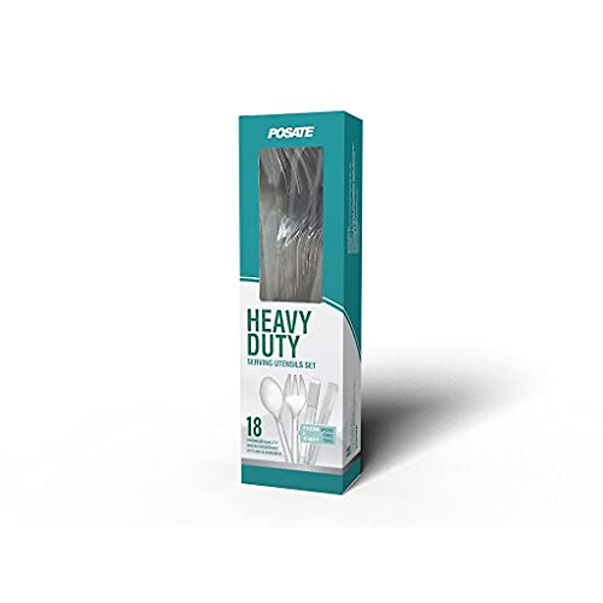 Plastic Serving Utensils, 9" Clear Disposable Utensils 18 Pack, 6 Serving Tongs, Spoons, Forks