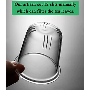 Tea Cup With Infuser and Lid, 19 OZ (560 ml), Amber Color Handle, Food Grade Borosilicate Glass Material, Resistant to Cold and Hot Shock, Hammered Texture Design, Loose Leaf Tea Cup