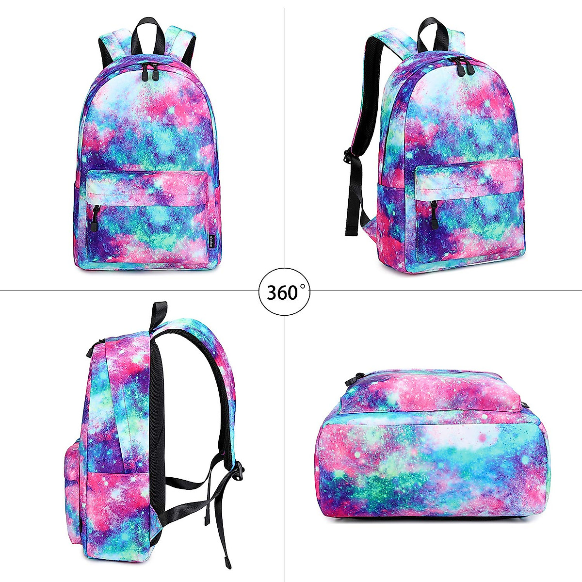 abshoo Lightweight Water Resistant Backpacks for Teen Girls School Backpack with Lunch Bag (Galaxy A Set)