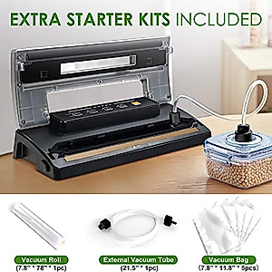 YIOU Vacuum Sealer Machine, Food Saver Vacuum Sealer Machine Build-in Cutter 80Kpa Vacuum Sealer for Food with Starter Kit Led Indicator Lights Dry Moist Mode Easy to Clean Food Vacuum Sealer, Silver