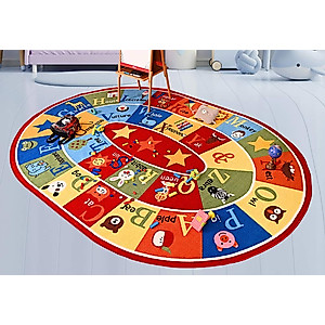 Furnish my Place 745 ABC with Animal ABC Area Rug for Kids, Educational Alphabet, Animals Children Rug, Multicolor (3'3"x5' Oval)