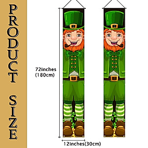 FARMNALL St Patricks Day Porch Banner Green Gnome Front Door Sign Shamrock Four Leaf Lucky Clover Wall Hanging Decorations and Supplies for Home Office Farmhouse Holiday Decor