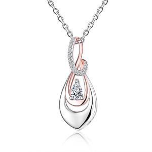 925 Sterling Silver Ash Necklace Memorial Teardrop CZ Keepsake Pendant Infinity Urn Necklace for Ashes for Women Cremation Jewelry(clear)