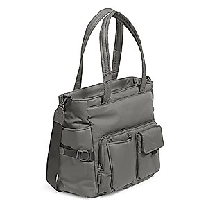 Vera Bradley Women's Cotton Utility Tote Bag, Galaxy Gray - Recycled Cotton, One Size