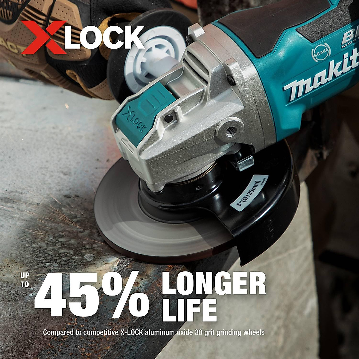 Makita E-00430 X-Lock 4-1/2" x 1/4" x 7/8" Type 27 General Purpose 36 Grit Abrasive Grinding Wheel for Metal & Stainless Steel Grinding