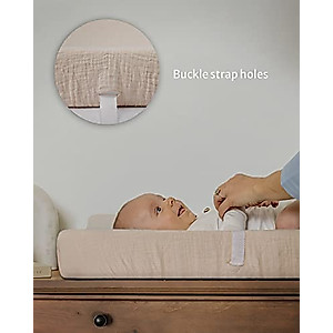 Muslin Changing Pad Cover, Ultra Soft Cotton Diaper Changing Table Covers for Baby Girls Boys, Boho Changing Pad Sheets Neutral, Comfy and Breathable, 2 Pack (Retro Yellow & Beige)