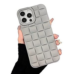 Ginkgonut Compatible with iPhone 13 Pro Max Case for Women/Girls, Cute 3D Laid Desgin Soft Silicone Shockproof Raised Bumper Corners Case for iPhone 13 Pro Max（Gray）