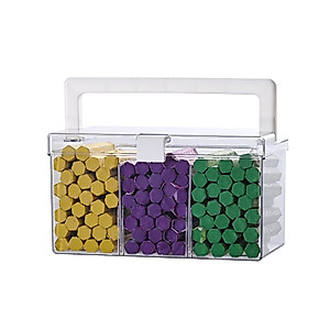 BangQiao Clear Small Plastic Storage Box with Handle, Hinged Lid and 3 Adjustable Compartments, Portable Organizer Case for Sewing, Stationery, Chalk, Art&Craft Supplies, Makeup, First Aid Kit