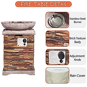 HOMPUS Propane Fire Pits for Outside 40,000 BTU Gas Fire Pit Table 20-inch Patio Square Smokeless Concrete Fire Table Lava Rocks and Rain Cover for Garden,Deck,Pool,Backyard