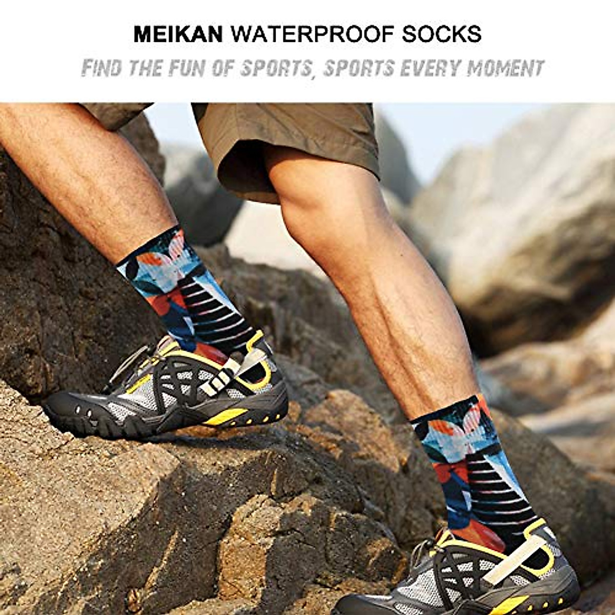 MEIKAN Waterproof Hiking Socks for Men Women, Wading Outdoor Seamless Ankle Cool Pro Mountain Socks 1 Pair (Multicolor, Medium)