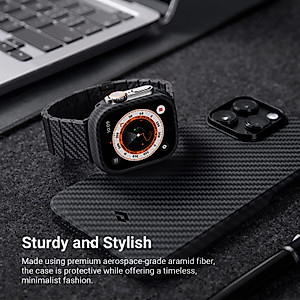 PITAKA Apple Watch Ultra 2/Apple Watch Ultra Case, Exquisite Minimalist Slim Apple Watch Ultra Case 49mm - Aramid Fiber Made [Air Case]