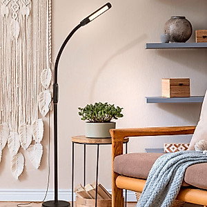 Brightech Vista 3-in-1 Desk Lamp for Living Rooms, LED Floor Lamp, Tall Lamp with Remote Control, Work Light for Documents, Standing Lamp with Flexible & Adjustable Gooseneck for Reading and Crafts