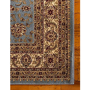 Unique Loom Voyage Collection Traditional Oriental Classic Intricate Design Area Rug (4' 0 x 6' 0 Rectangular, Light Blue/Gold)