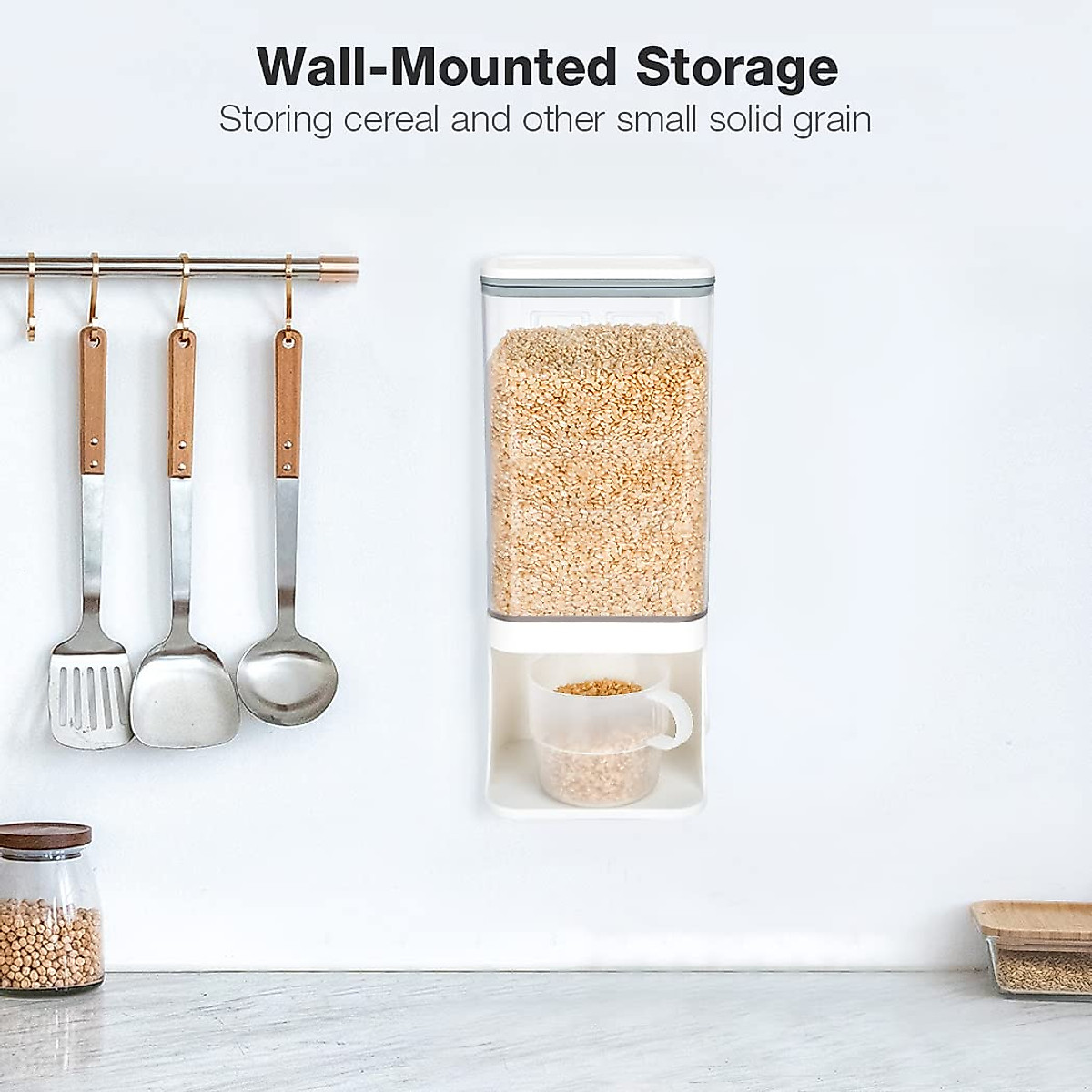 Conworld Laundry Detergent Dispenser, Wall Mounted Laundry Beads Dispenser for Scent Booster Beads, Stain Remover Powder, Bath Salts, Rice, Beans Grain and Dry Food, Laundry Scent Booster Container