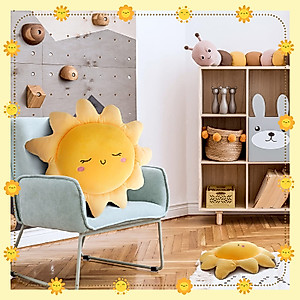 2 Pcs Sun Pillow Plush Sofa Cushion Pillow Cute Stuffed Sun Cushion Sun Shaped Floor Pillow Car Throw Pillow Plush Soft Toy for Kids Women Girls Bedside Home Decoration 13.7 Inch, 23.6 Inch