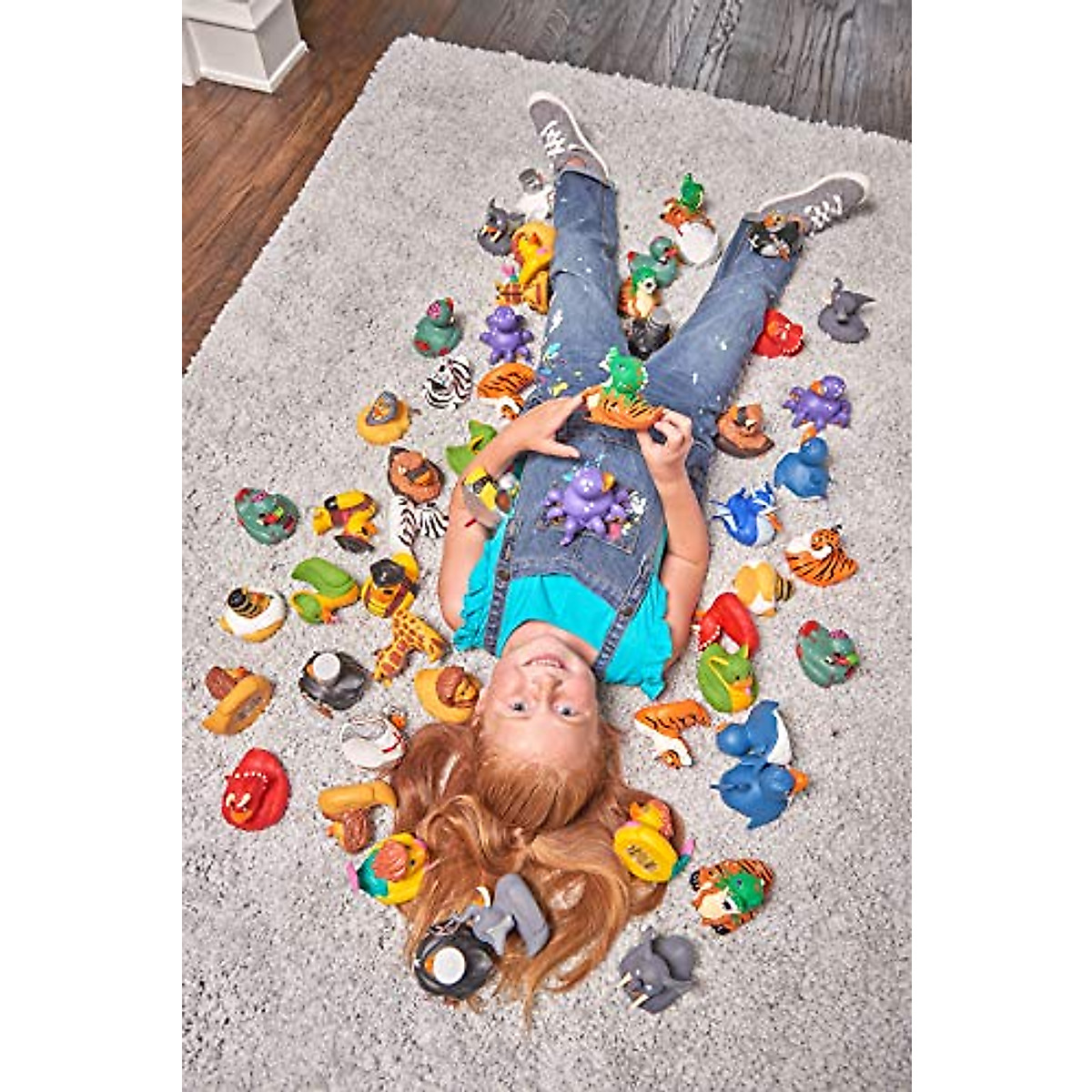 Wild Republic Rubber Ducks, Bath Toys, Kids Gifts, Pool Toys, Water Toys, Red Dragon, 4"