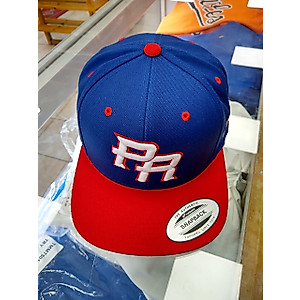 Puerto Rico Snap Back Caps with Embroidery PR Logo (Snapback Royal Blue/Red/PR)