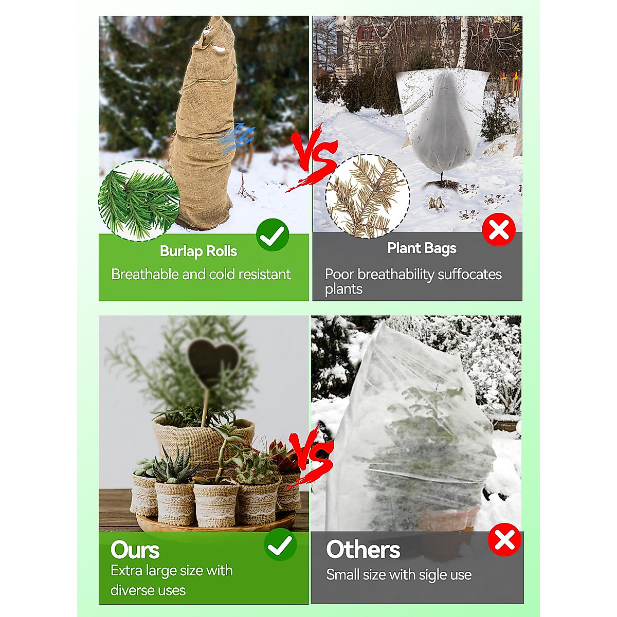 ANPHSIN 30ftx40in Natrual Burlap Plant Covers Freeze Protection, Winter Frost Plant Blankets, Frost Cloth for Outdoor Bushes Trees Potted Plants Cold Weather