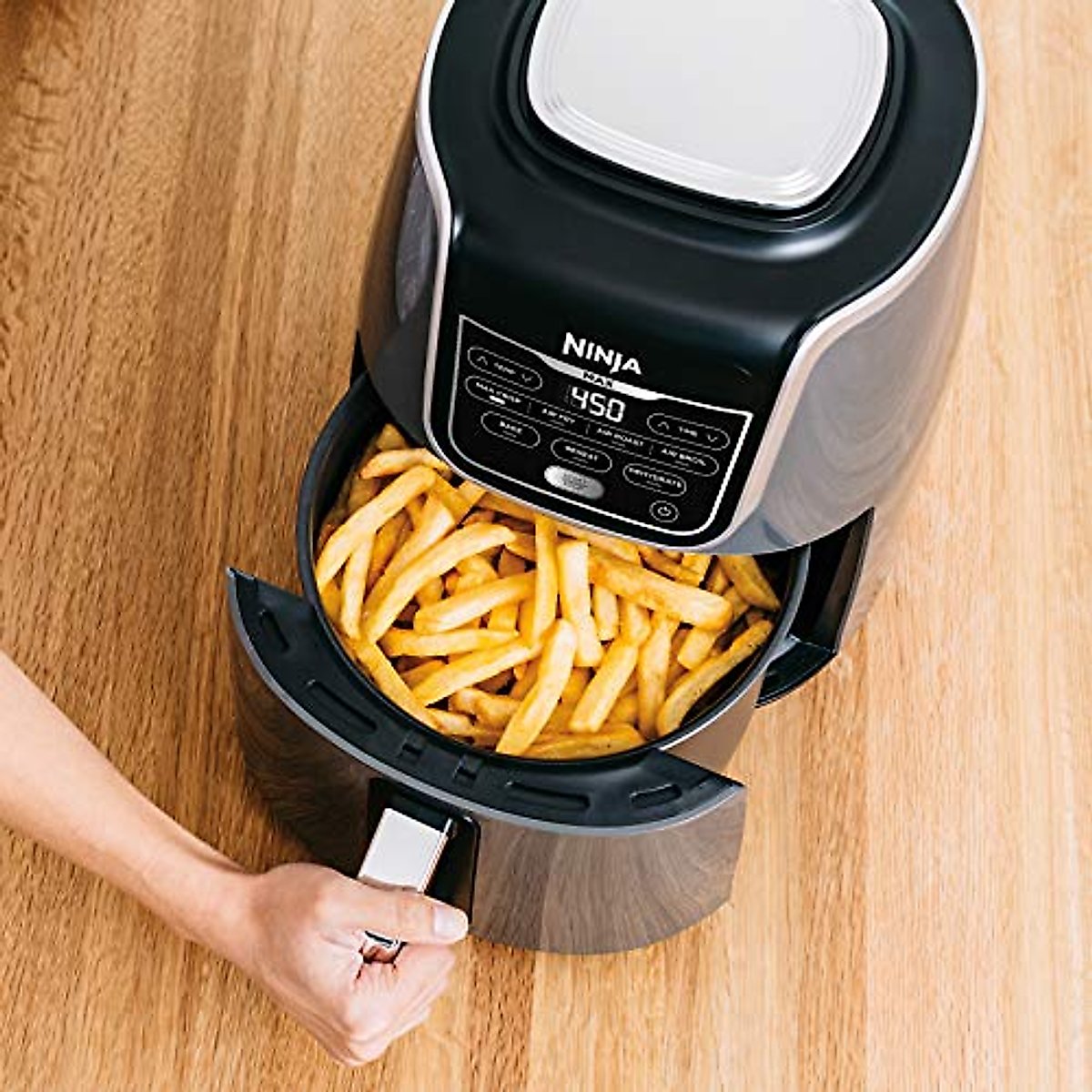 Ninja AF161 Max XL Air Fryer that Cooks, Crisps, Roasts, Bakes, Reheats and Dehydrates, with 5.5 Quart Capacity, and a High Gloss Finish, Grey