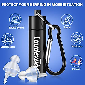 Laudexua High Fidelity Concert Ear Plugs, 2 Pairs Ear Protection Musician Earplugs for Concerts, Music Festival, Motorcycle, and Other Noise Reduction Events