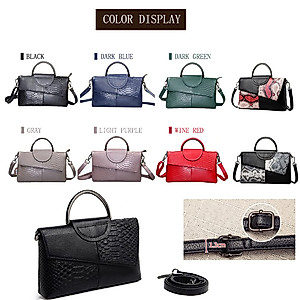 Meigardass Women Vintage Flap Tote Top Handle Satchel Handbags Leather Clutch Purse Shoulder Bag (Black)