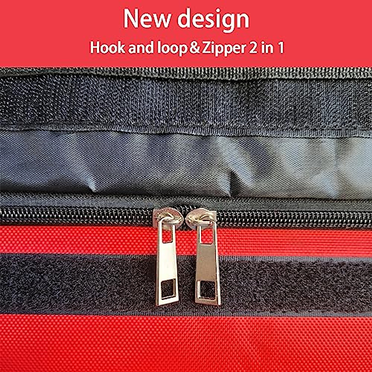 YINFEI Insulated Food Delivery Bag,Upgrade Hook and Loop＆Zipper,Pizza Delivery Bag,Insulated Grocery Bag for Commercial Food Transport,17"x13"x12"(Red)