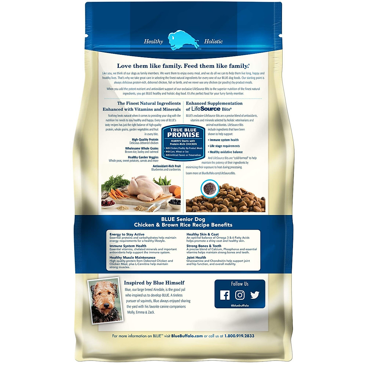 Blue Buffalo Life Protection Formula Natural Senior Dry Dog Food, Chicken and Brown Rice 6-lb