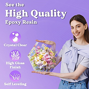LET'S RESIN 80oz Crystal Clear Casting Resin Kit,Bubbles Free Epoxy Resin Supplies,Craft Clear Resin for Tumblers,Molds,Jewelry,Resin and Hardener with 6 Mica Powders,Large Silicone Cup