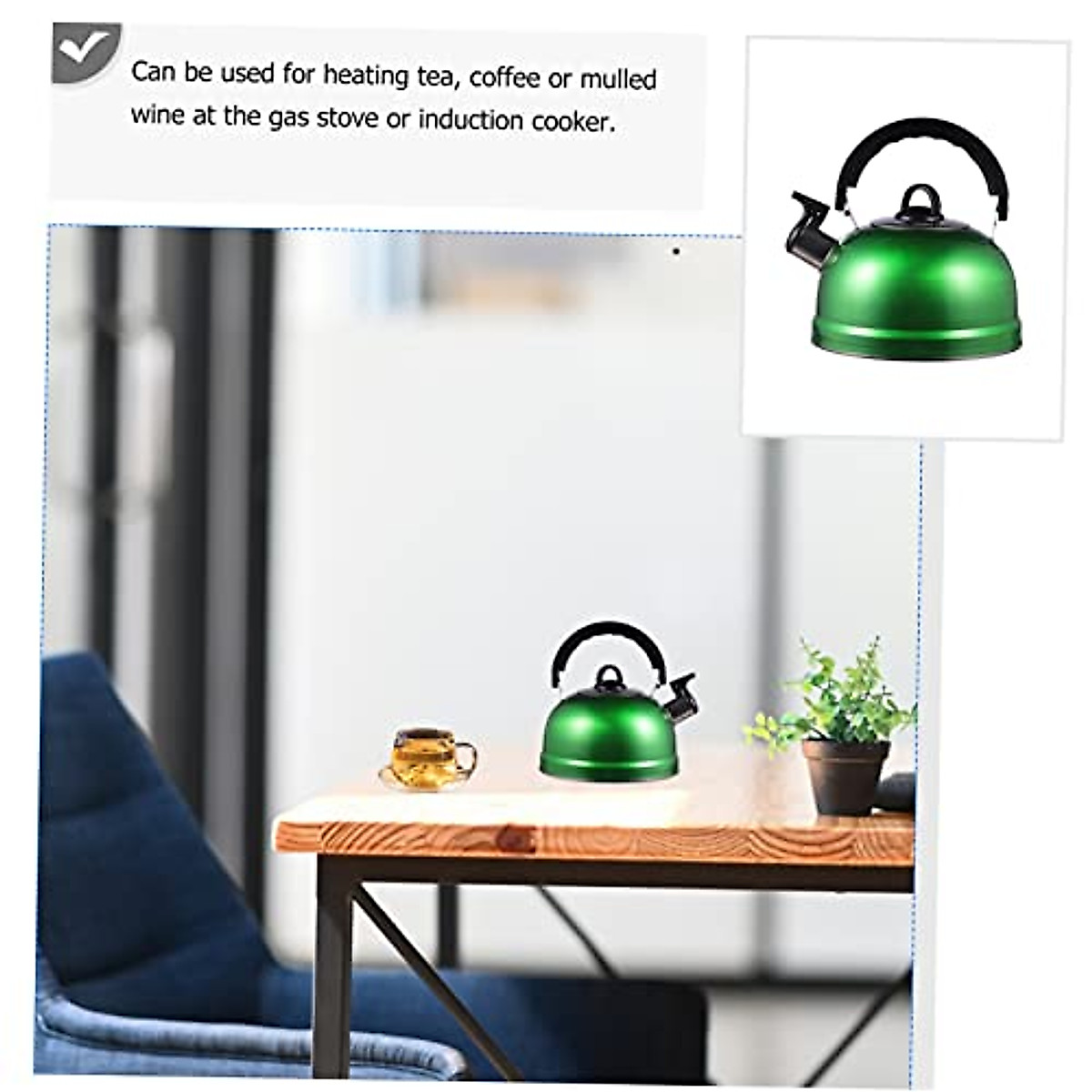 VOSAREA 1pc Chirping Kettle Portable Espresso Machine Whistle Kettle Boiled Teapot Kettle Tea Kettle Espresso Caravan Kettle Camp Water Bottles Large Capacity Kettle Plastic Green