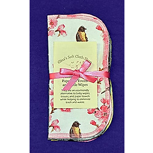 1 Ply Owls & Birds Fun Flannel Washable Kids Lunchbox Napkins 8x8 inches 5 Pack - Little Wipes (R) Flannel