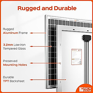 RICH SOLAR 50 Watts 12 Volts Monocrystalline Solar Panel