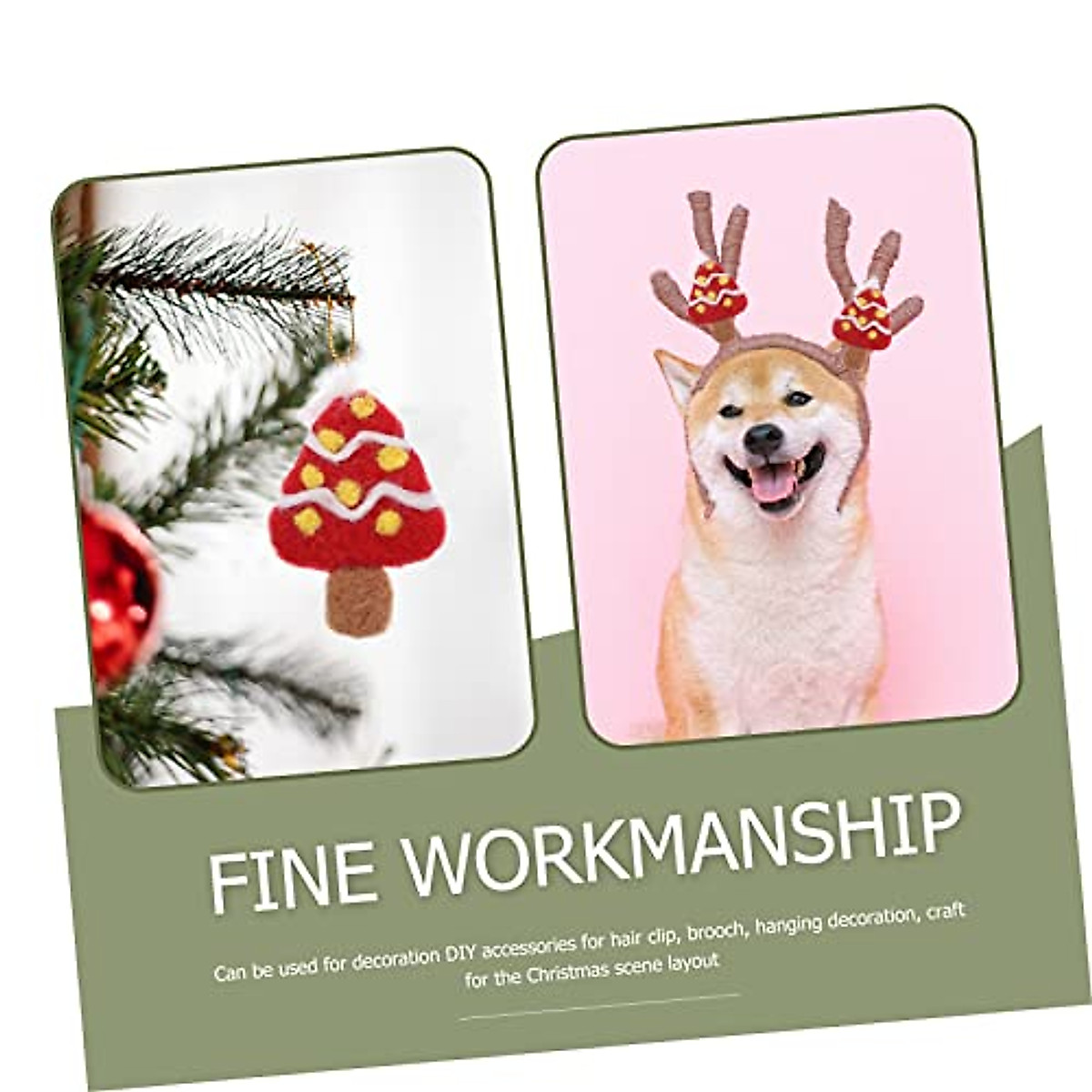 VOSAREA 2pcs Christmas Tree Poke Fun Mini Clips for Hair Plant Decor Mini Accessories Nativity Decor Handmade Mini Xmas Tree Christmas Felt Ornament Kits Wool Felt Clothes Sewing Materials