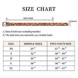 JIEDE Leopard Print Belt for Women Genuine Leather Waist Belts for Jeans（Width-28mm, M - Fits Waist 32''-38''